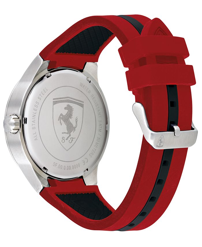 Ferrari Men's RedRev Red Silicone Strap Watch 46mm - Macy's