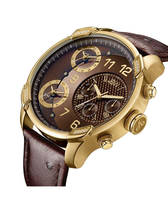 Jbw Men's Limited Edition G4 Leather Diamond (1/5 ct.t.w.) 18k Gold ...