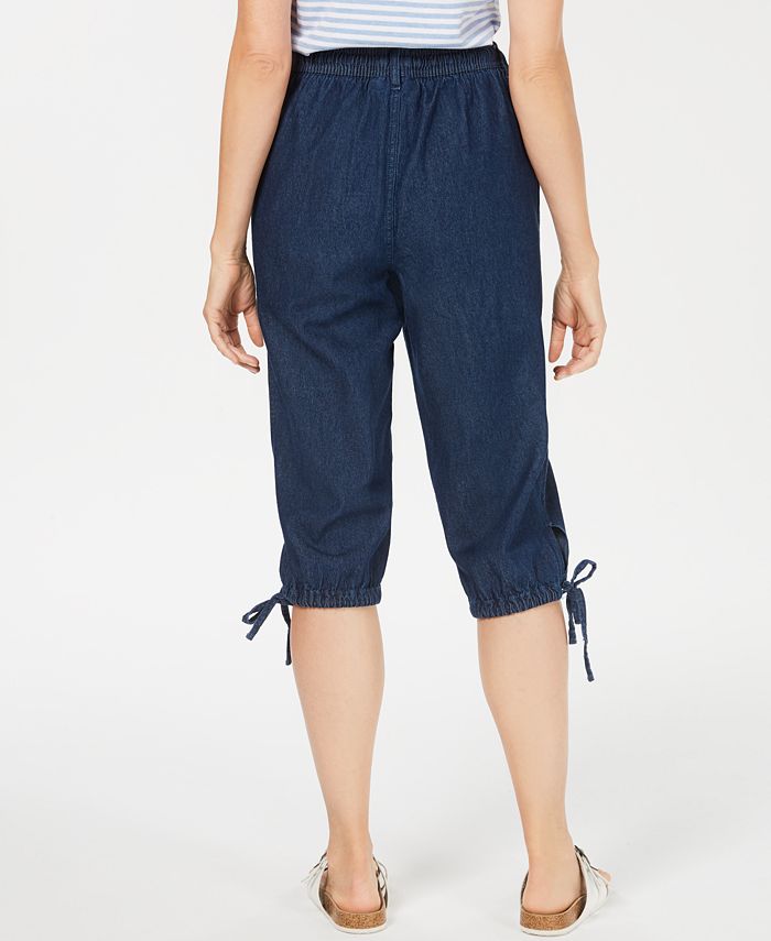 Karen Scott Drawstring Denim Cotton Capri Pants, Created for Macy's ...