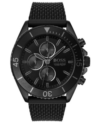 BOSS Men's Chronograph Ocean Edition Black Stainless Steel Mesh ...