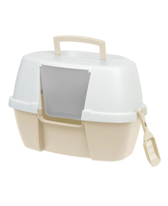 Gingko Large Hooded Corner Litter Box with Scoop - Macy's