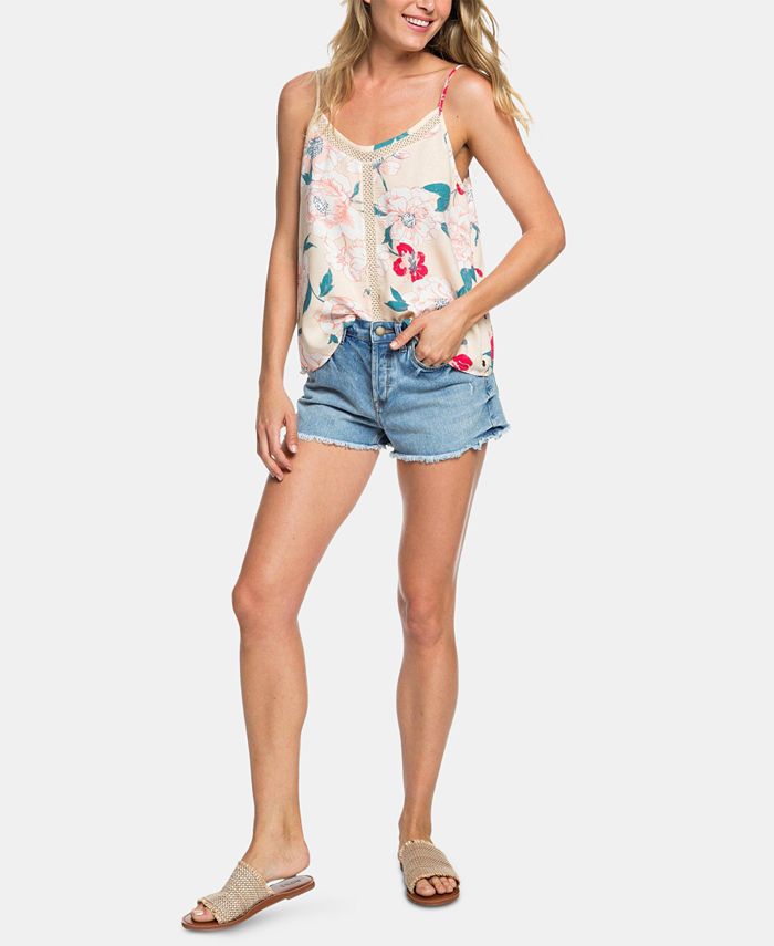 Roxy Juniors' Lace-Trim Floral-Print Camisole - Macy's