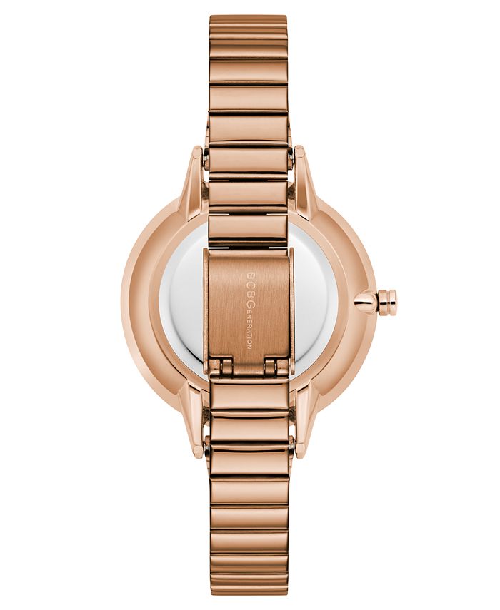 BCBGeneration Ladies Rose Gold Bracelet Watch with Floral Dial Accents ...