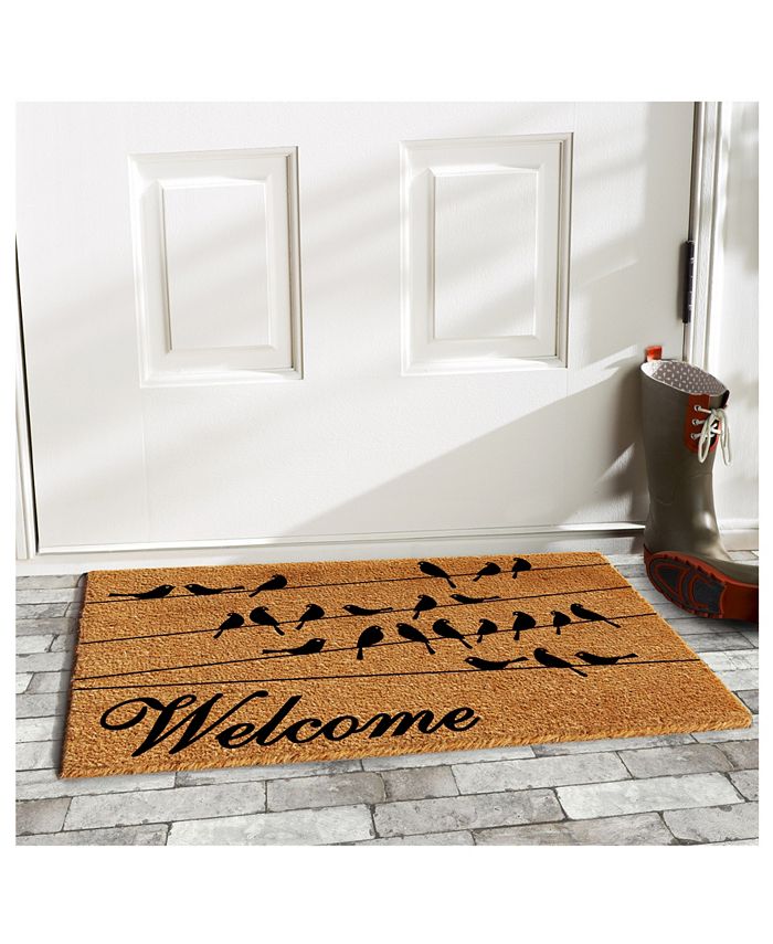 Home & More Black Bird Welcome 17" x 29" Coir/Vinyl Doormat - Macy's