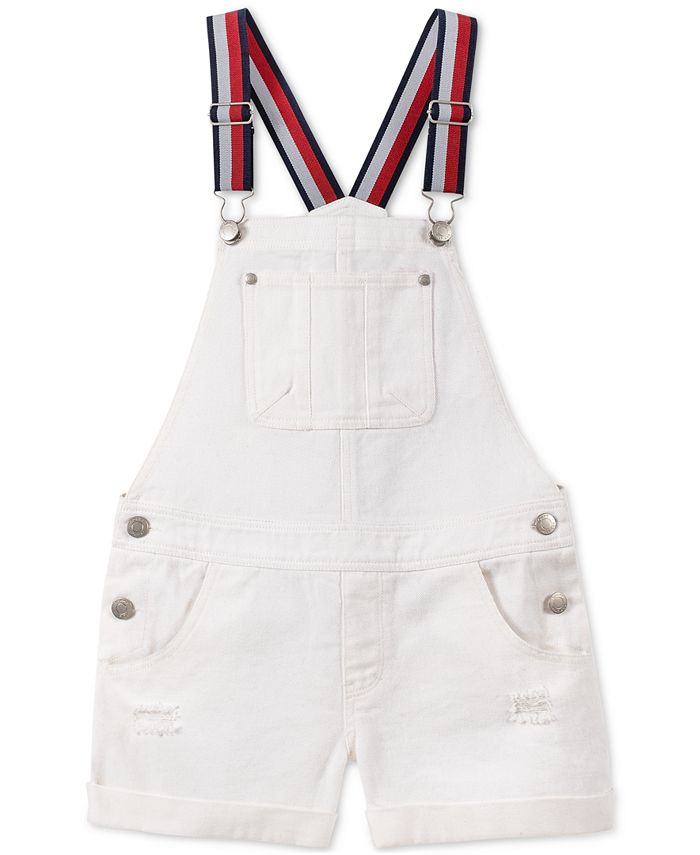 Tommy Hilfiger Little Girls Cotton Striped-Strap Denim Shortalls - Macy's