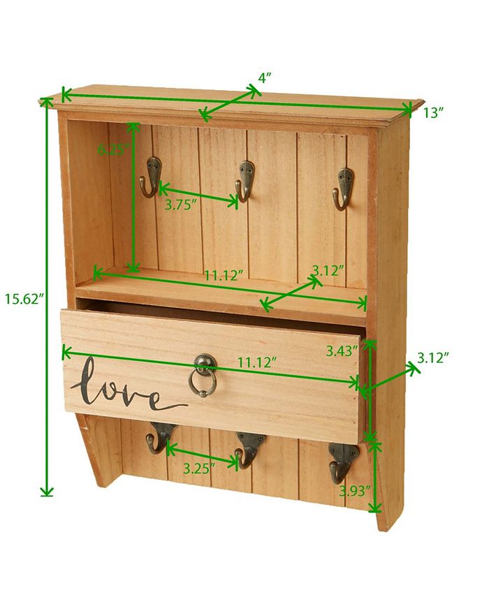 Mind Reader Door or Wall Mount Coat and Key Rack with 1 Large Drawer ...