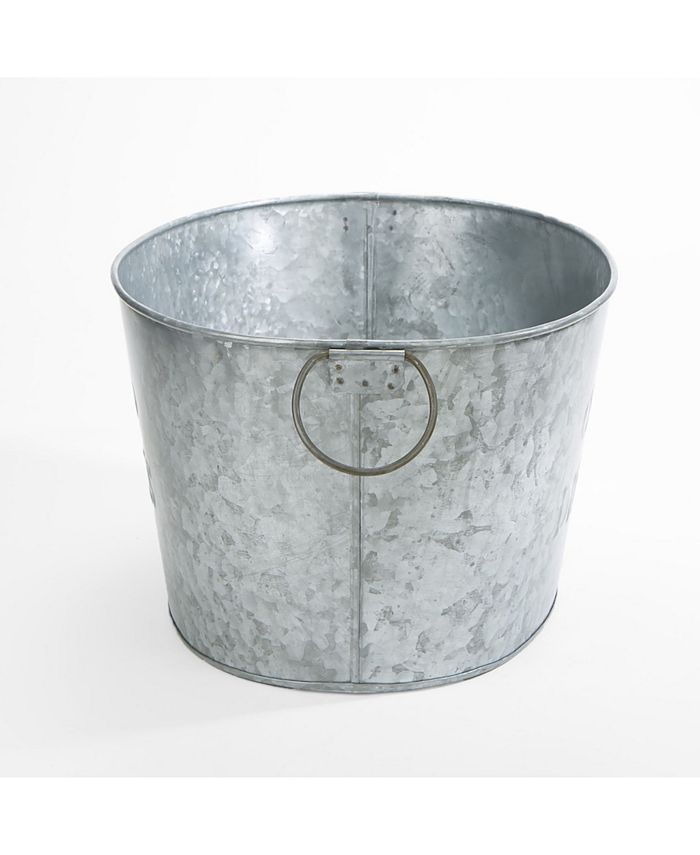 Mind Reader Heavy Duty Oval Galvanized Iron Ice Bucket Beverage Chiller ...