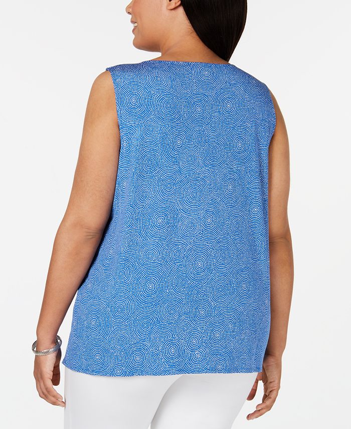 Alfani Plus Size Printed Asymmetrical-Overlay Top, Created for Macy's ...