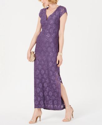 Connected Sequined Lace Column Gown - Macy's