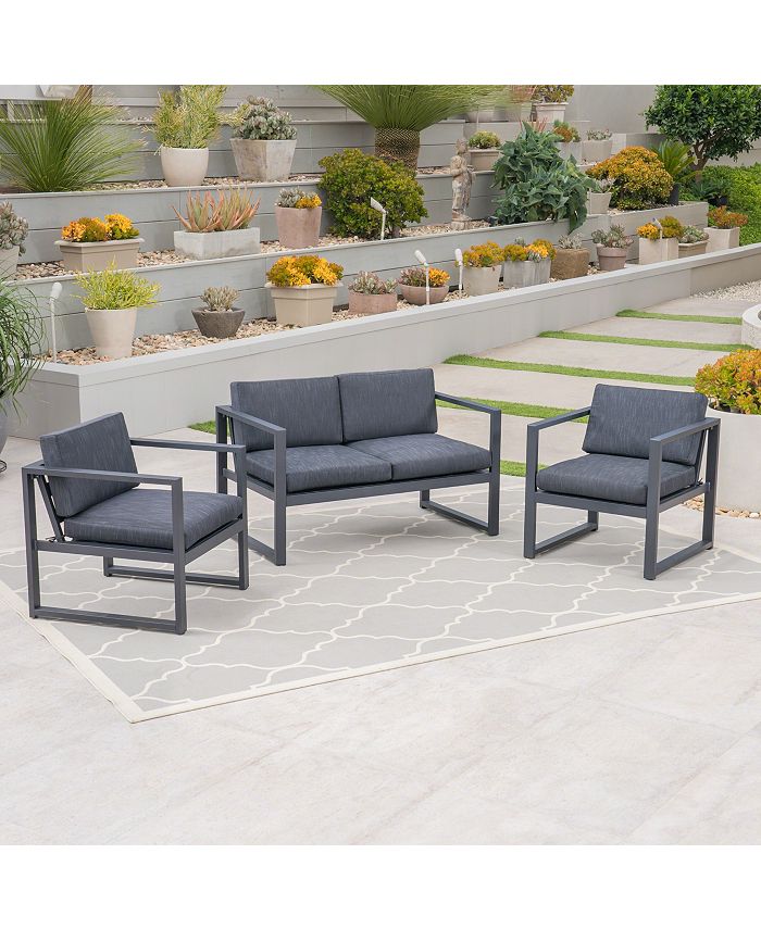 Noble House Navan Outdoor 3pc Seating Set - Macy's