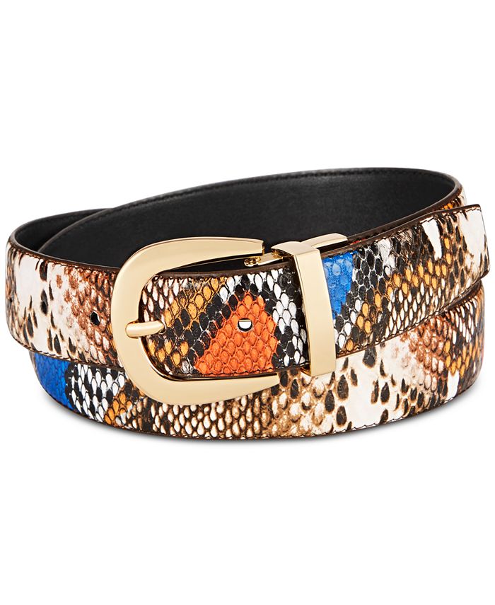 Steve Madden Multi Colored Faux Leather Python Belt - Macy's