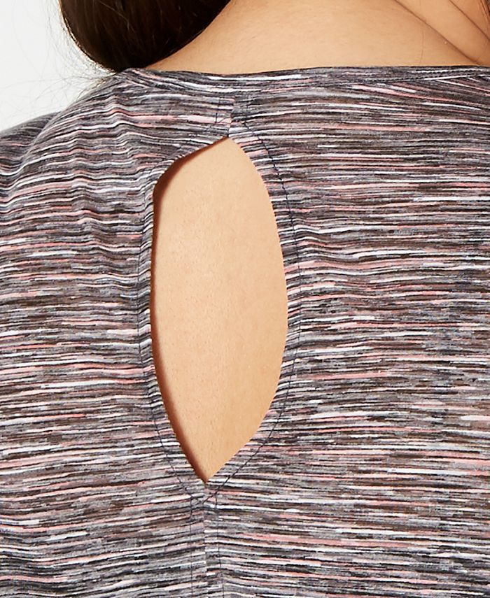 Ideology Plus Size Space-Dyed Keyhole-Back Top, Created for Macy's - Macy's