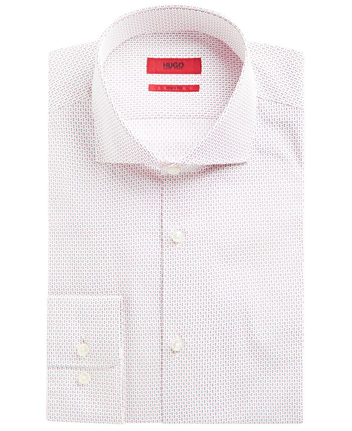 Hugo Boss HUGO Men's Slim-Fit Red & Navy Dot Dress Shirt - Macy's