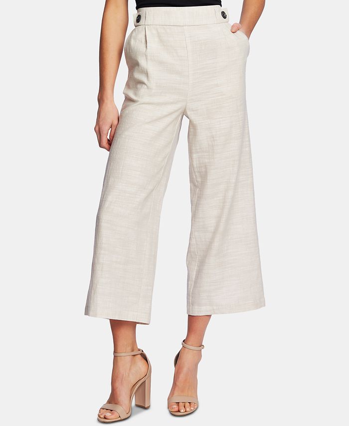 CeCe Button-Trim Cropped Wide-Leg Pants - Macy's