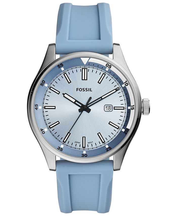 Fossil Men's Belmar Blue Silicone Strap Watch 44mm - Macy's