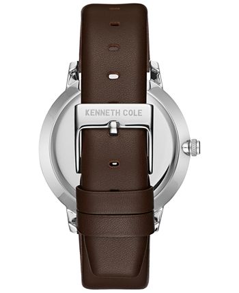 Kenneth Cole New York Men's Diamond-Accent Brown Leather Strap Watch ...