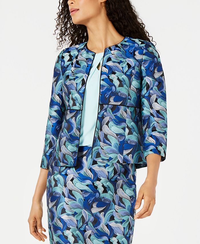 Kasper Petite Jacquard Flyaway Jacket - Macy's