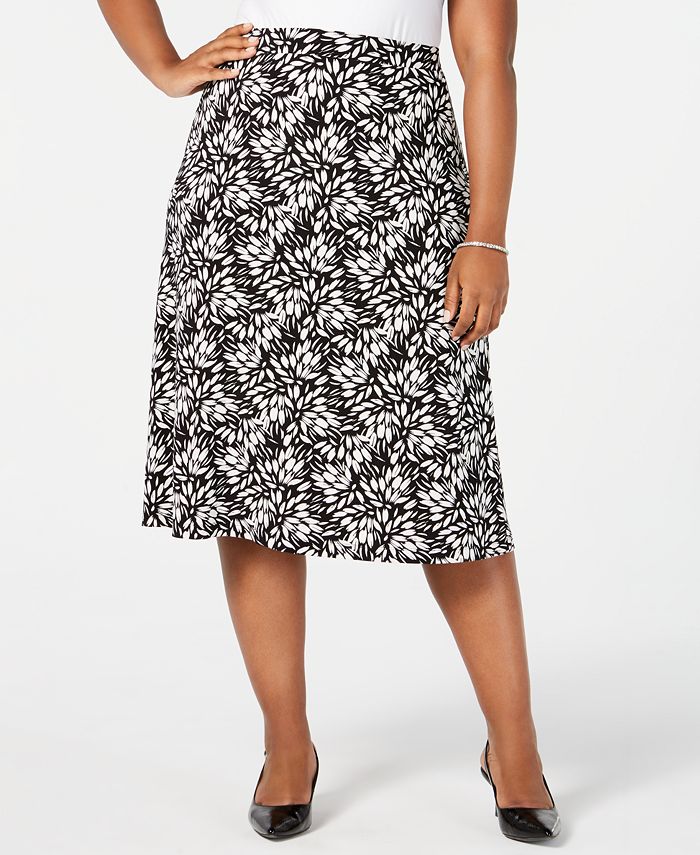 Kasper Plus Size Printed A-Line Skirt - Macy's