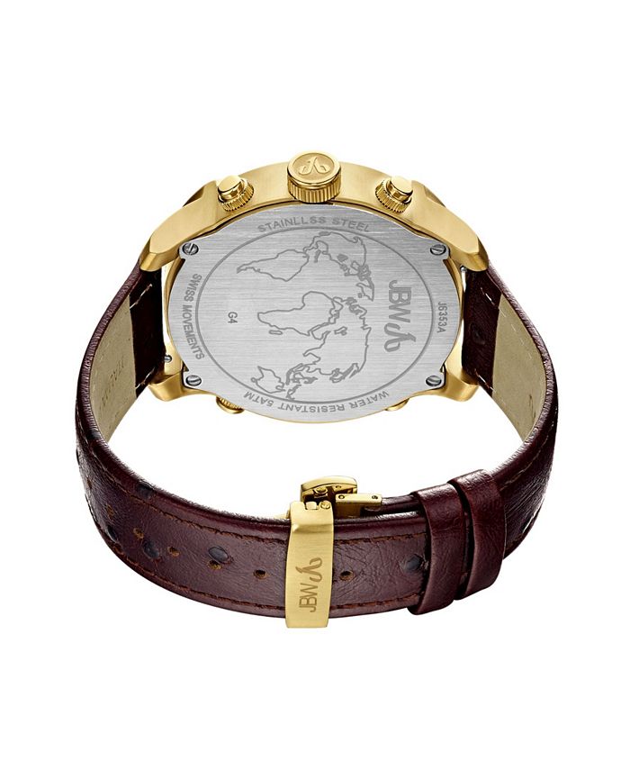 Jbw Men's Limited Edition G4 Leather Diamond (1/5 ct.t.w.) 18k Gold ...