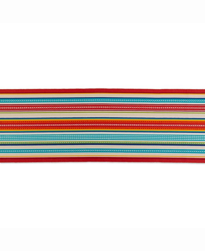 Design Imports Baja Stripe Fringed Table Runner 13" X 72" - Macy's
