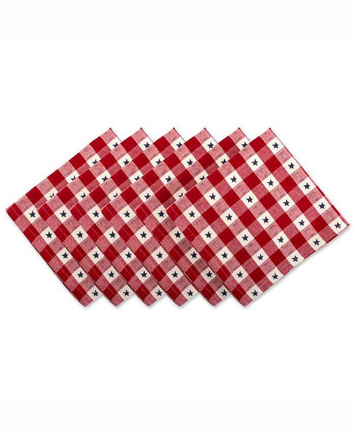 Design Imports Star Check Napkin Set of 6 - Macy's
