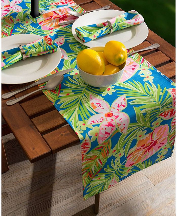 Design Imports Summer Floral Outdoor Table Runner with Zipper 14" X 108 ...