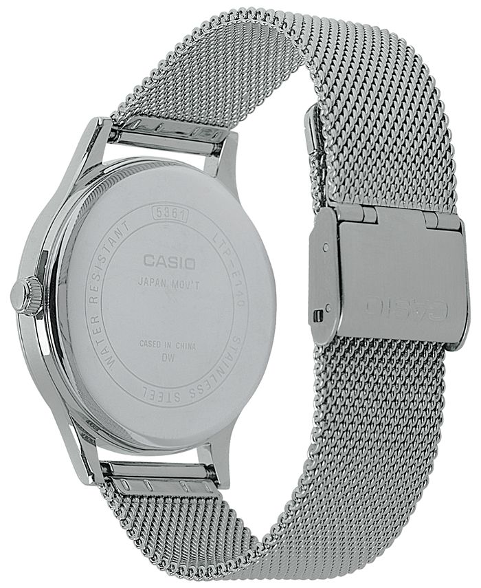 Casio Women's Stainless Steel Mesh Bracelet Watch 38mm - Macy's