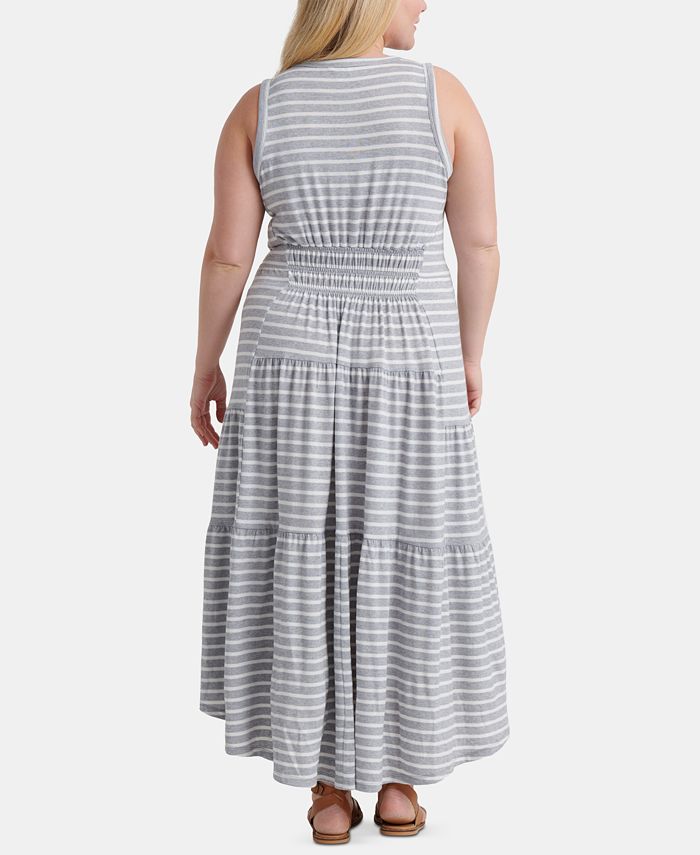 Lucky Brand Plus Size Striped Ruched Maxi Dress - Macy's
