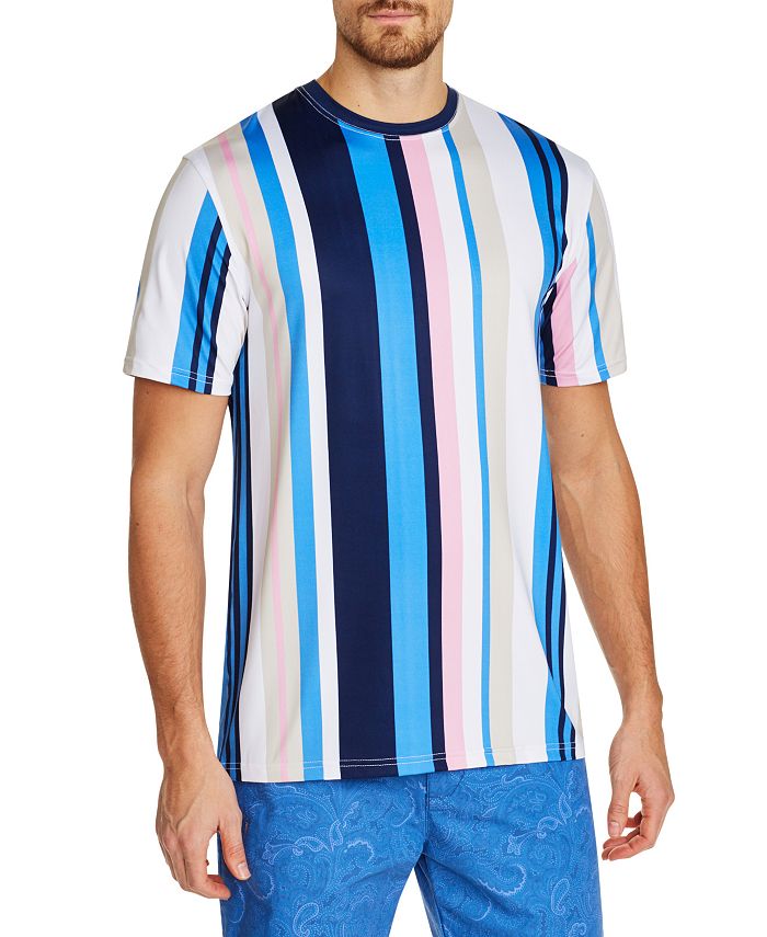 Tallia Men's Slim-Fit Comfort Stretch Multi Stripe Short Sleeve Crew T ...