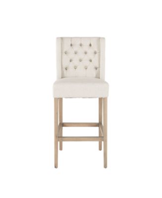 World Interiors Chloe Linen Bar Chair with Napoleon Legs - 22" x 21" x ...