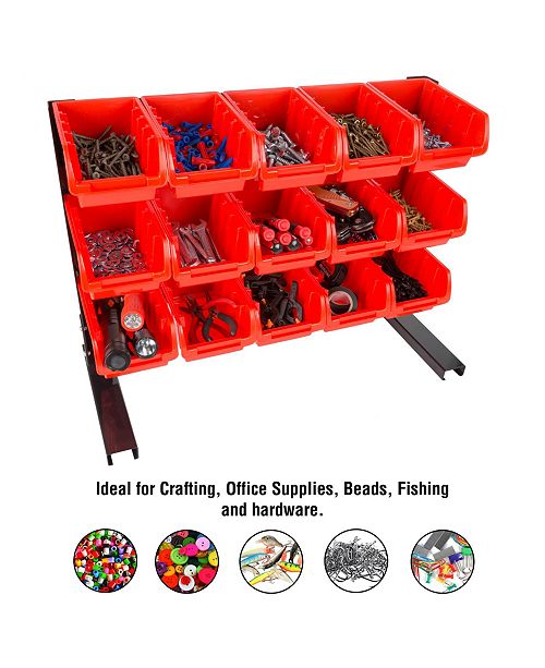 Trademark Global 15 Bin Storage Rack organizer - Durable Carbon Steel ...