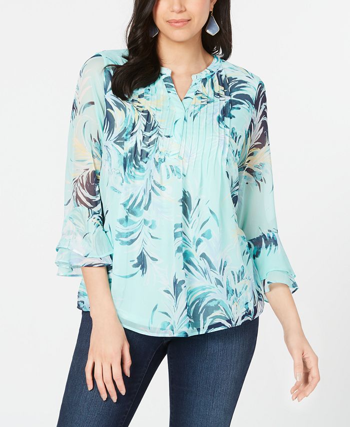Charter Club Printed Pintuck Top, Created for Macy's - Macy's