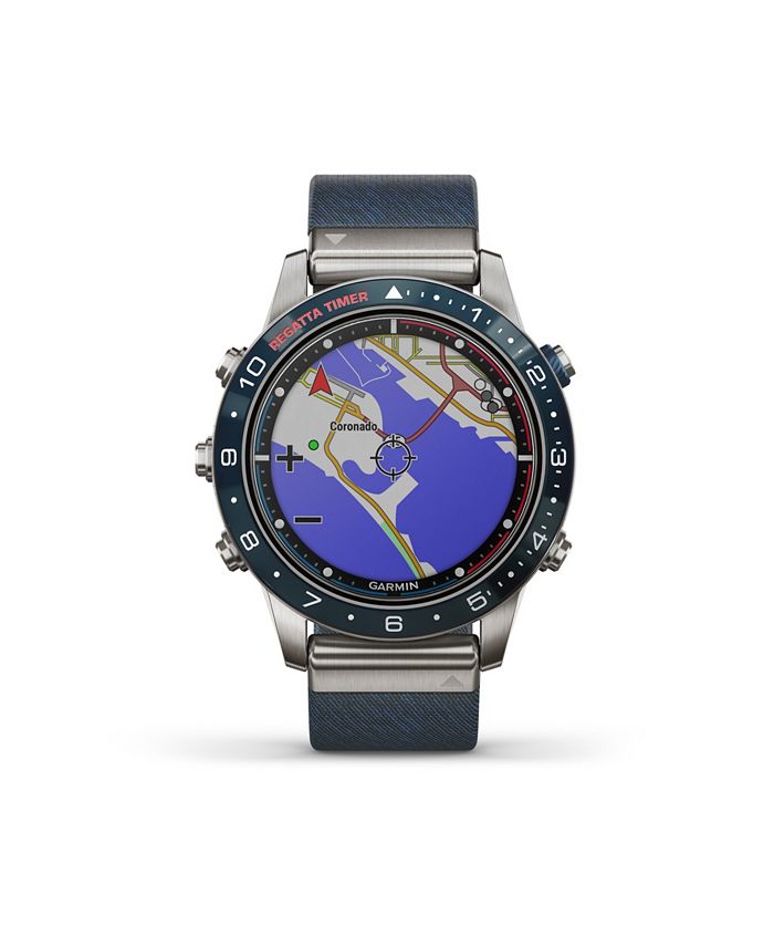 Garmin Unisex Marq Captain Blue Nylon Strap Smart Watch 46mm - Macy's