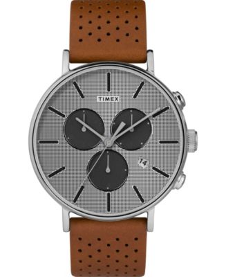 Timex Fairfield Chronograph Supernova 41mm Leather Strap Watch - Macy's