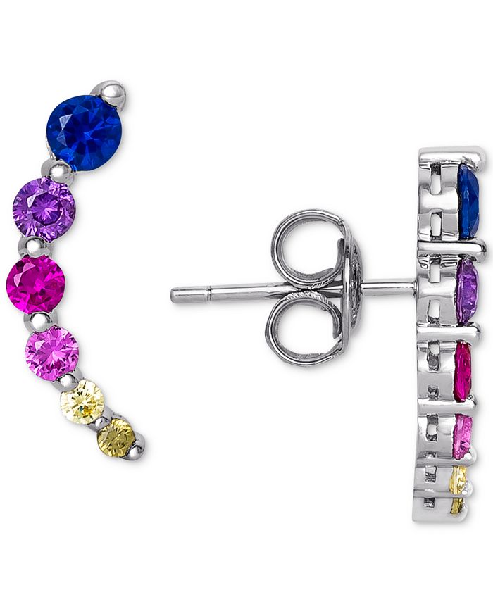 Giani Bernini Cubic Zirconia Rainbow Ear Climbers in Sterling Silver ...