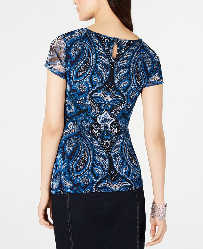 INC International Concepts INC Cap-Sleeve Paisley Illusion Top, Created ...
