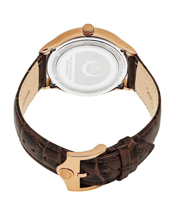 Stuhrling Alexander Watch A103-08, Stainless Steel Rose Gold Tone Case ...