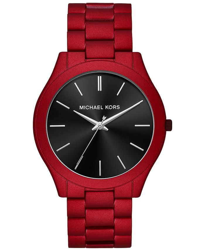 Michael Kors Men's Slim Runway Red Stainless Steel Bracelet Watch 44mm ...