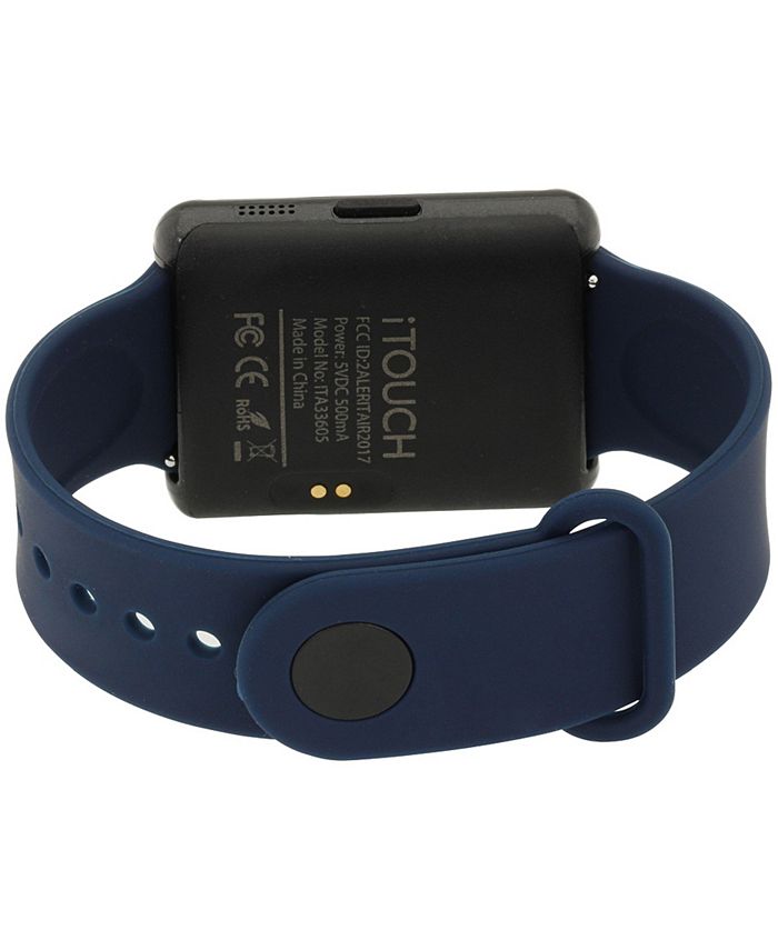 iTouch Air Smartwatch 45mm Black Case with Navy Strap - Macy's