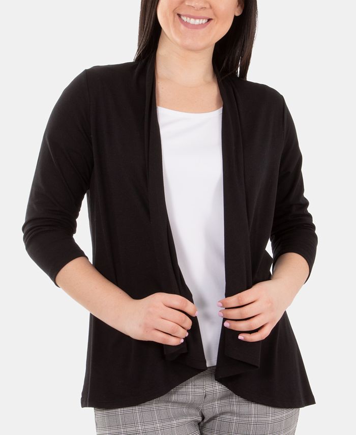 NY Collection Women's 3/4 Sleeve Solid Cardigan & Reviews - Sweaters ...