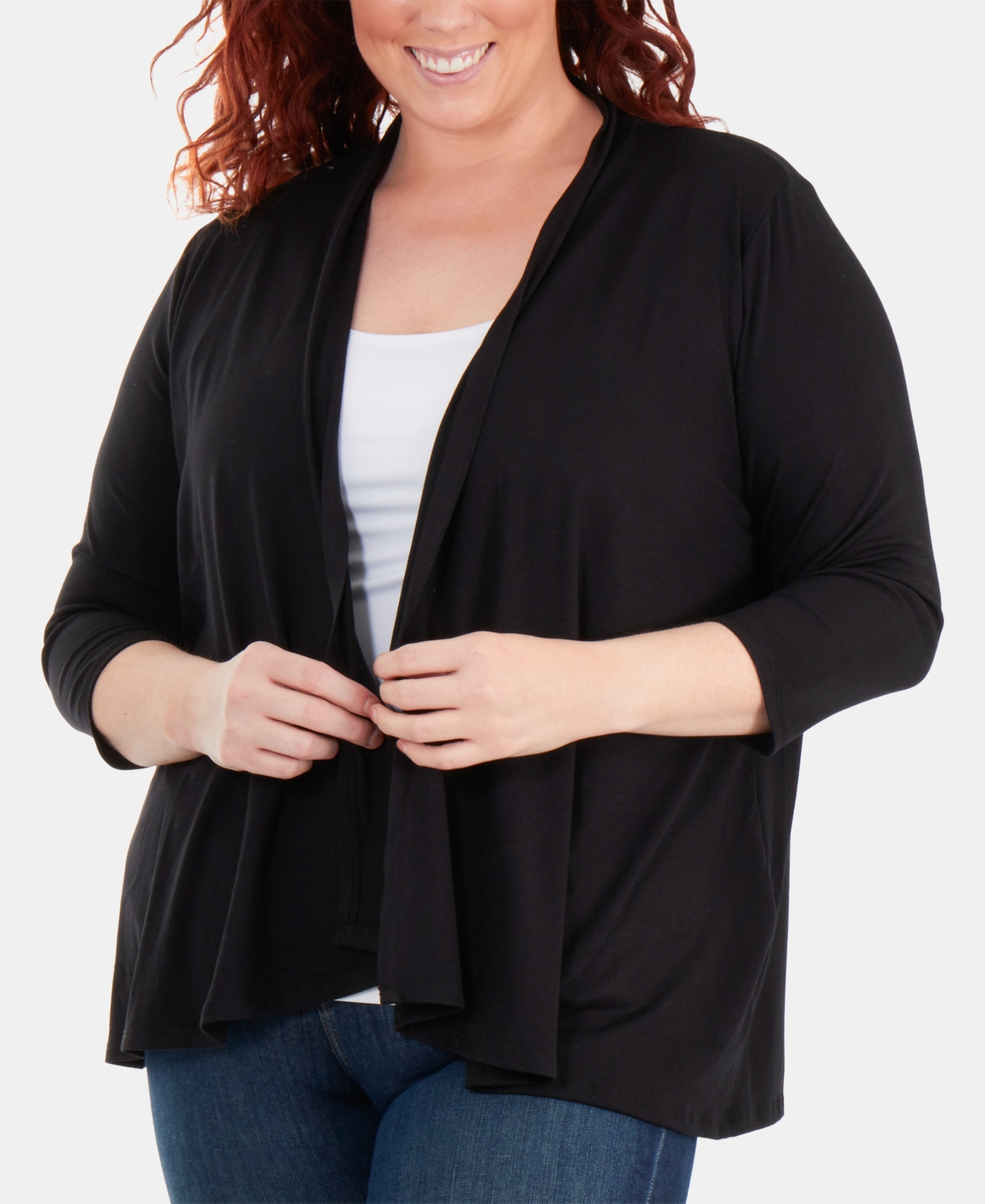 Click here for Ny Collection Plus Size Draped Open-Front Cardigan... prices