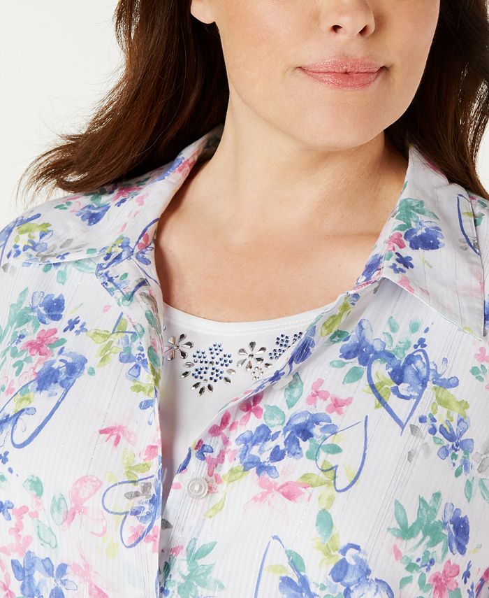 Alfred Dunner Plus Size The Summer Wind Printed Blouse - Macy's