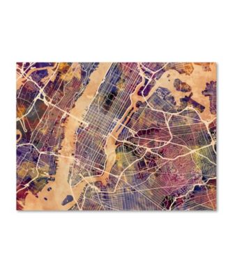 Michael Tompsett 'New York City Street Map' Canvas Art - 18" x 24" - Macy's