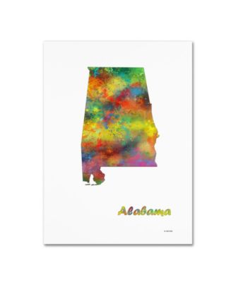 Marlene Watson 'Alabama State Map-1' Canvas Art - 35" x 47" - Macy's