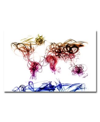 Michael Tompsett 'Light Writing World Map' Canvas Art - 47" x 30" - Macy's