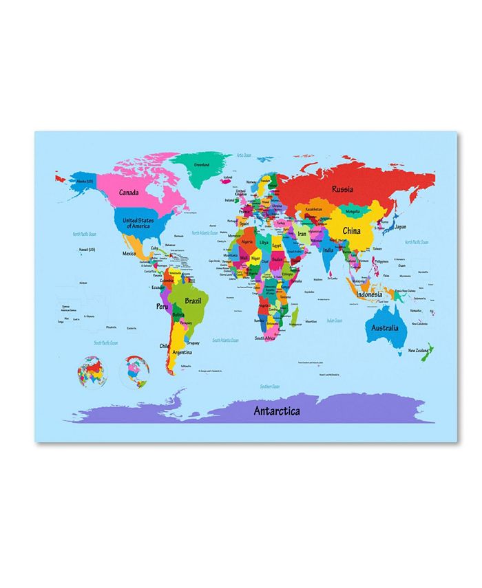 Trademark Global Michael Tompsett 'Childrens World Map' Canvas Art - 24 ...