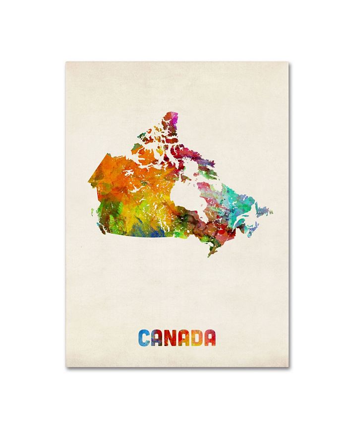 Trademark Global Michael Tompsett 'Canada Watercolor Map' Canvas Art ...