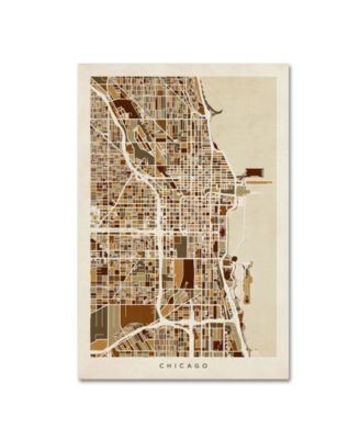 Michael Tompsett 'Chicago City Street Map' Canvas Art - 22" x 32" - Macy's