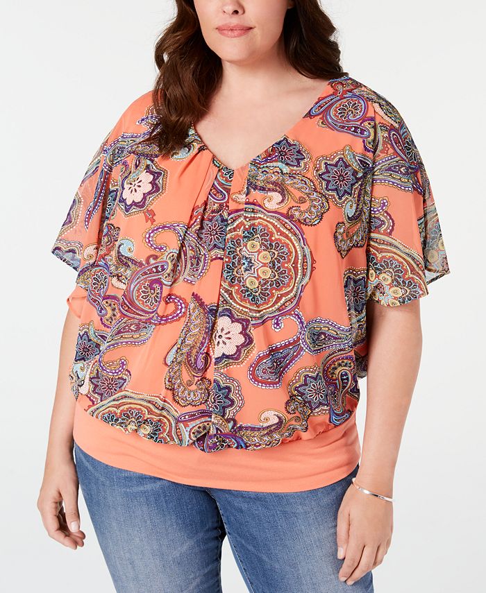 NY Collection Plus Size Printed Top - Macy's