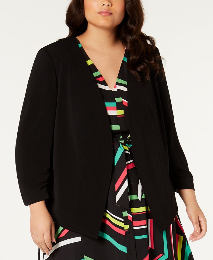 Bar III Trendy Plus Size Open-Front Jacket, Created for Macy's - Macy's